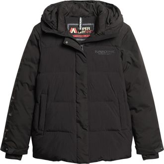Superdry Damen Wattierter City-Windparka mit Kapuze Schwarz 36