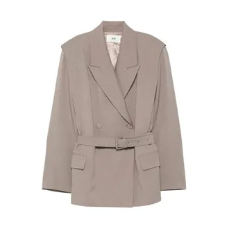SOLOTRE Veste crois&eacute;e - Femme - Vestes - Brun - Taille: 42 FR