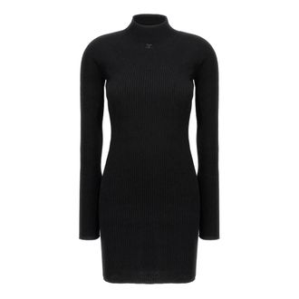 Courr&egrave;ges Cotton Mini Dress - - Dresses - Damen - Schwarzk - XS