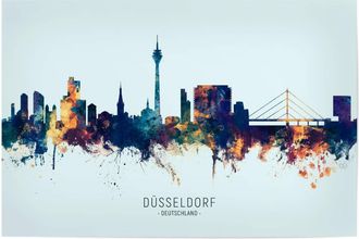 artboxONE Poster 60x40 cm St&auml;dte D&uuml;sseldorf Skyline BlueOrange - Bild d&uuml;sseldorf City Cityscape