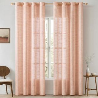 Miulee Rideau Voilage Lin Salon Voile Sheer Rideaux en Lin Chambre Transparent Translucide Voilages int&eacute;rieurs Galon Fronceur &Eacute;l&eacute;gant Chaleureux 140x175 cm L
