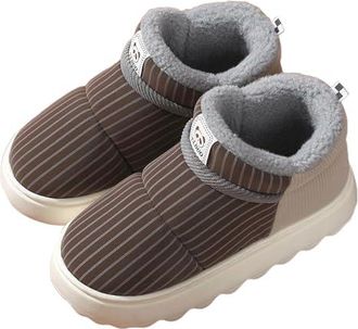 Generic Pantoufles dhiver pour femme et homme - En feutre doux - Antidérapantes - En mousse à mémoire de forme - Légères et confortables, café, 37 EU