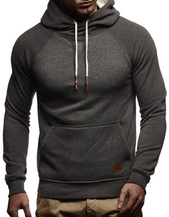 LEIF NELSON Herren Pullover Hoodie mit Kapuze Moderner Sweatshirt-Pullover Langarm Sweatshirt Slim Fit LN8125 Anthrazit XX-Large