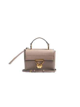 Coccinelle Grained Leather Top Handle Bag - Taupe