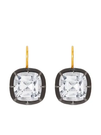 Fred Leighton boucles doreilles pendantes en or 18ct orn&eacute;es de topaze