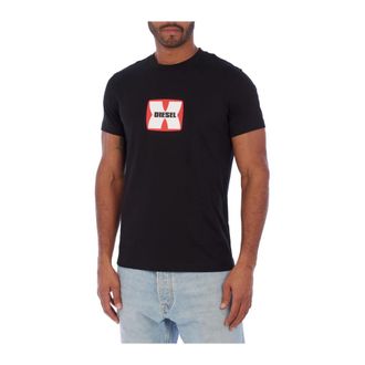 Diesel Modernes Kurzarm-T-Shirt - - Tops - Herren - Schwarzk - S