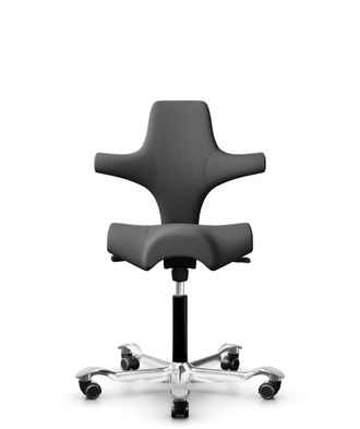 H&aring;g Capisco 8106 Ergonomischer B&uuml;rostuhl - Sattelsitz, Bezug Capture 4601, Aluminium Schwarz, Poliertes Fu&szlig;kreuz, Weiche Rollen f&uuml;r Harte B&ouml;den, Skandinav
