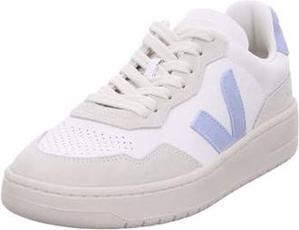 Veja V 90 Leather Womens Trainers with Suede Panel OT Leather Side Logo (Wei&szlig; Blau, EU 38)
