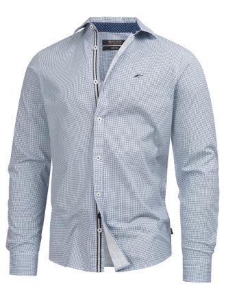 Indicode Herren INSamwell Hemd Gemustert aus 98% Baumwolle | Herrenhemd f&uuml;r M&auml;nner Navy, S