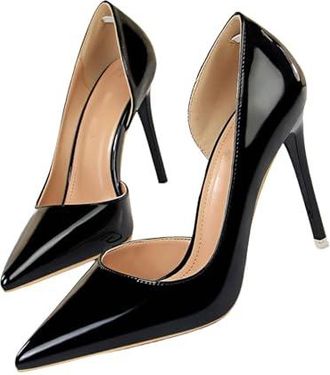 Generic Escarpins Femme Grande Taille Sexy Chaussures Talon Haute Aiguilles Bouts Pointus Cuir Verni Creux Chaussures pour Robe De Banquet Mari&eacute;e Soir&eacute;e 34