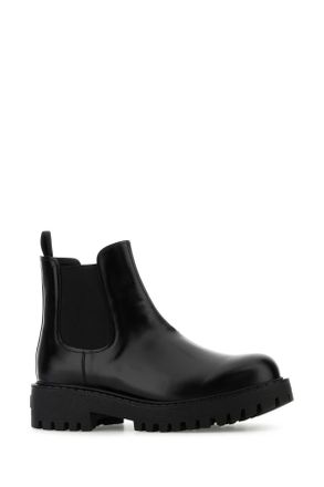 Prada Mens Black Leather Ankle Boots Nero Vitello-Elpl Sneaker