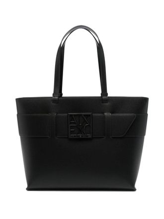 A|X Armani Exchange sac cabas à plaque logo - Noir