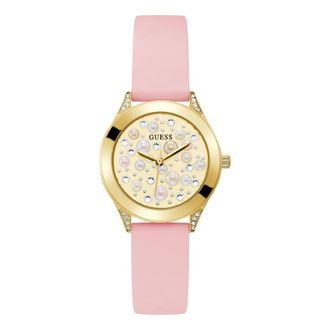Guess Armbanduhr mit Perlen und Strasssteinen - - Accessories - Damen - Rosa - ONE SIZE