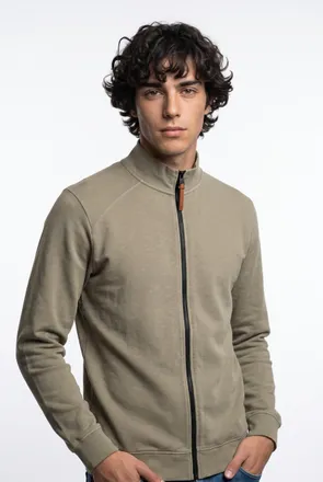 Camel Active Sweatjacke CAMEL ACTIVE, Herren, Gr. XXL, beige (khaki), Sweatware, Obermaterial: 100% Baumwolle, unifarben, regular fit h&uuml;ftbedeckend, Rundhals, Flac