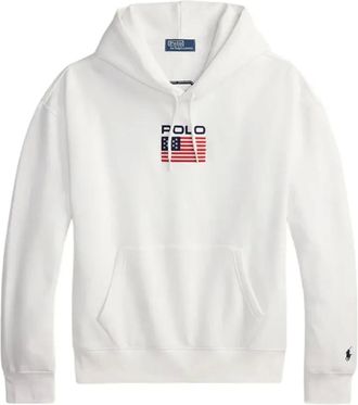 Polo Ralph Lauren Homme, Sweatshirts et sweats &agrave; capuche, Blanc, Taille: 2XL Flag Fleece Sweat &agrave; capuche
