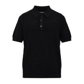 Balmain Homme, Pulls, Noir, Taille: M Polo en maille &agrave; monogramme