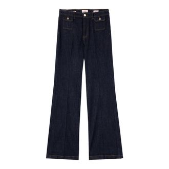 Oltre Flared Jeans mit Pattentaschen - - Jeans - Damen - Blau - L