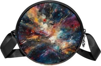 Generic Sac &agrave; bandouli&egrave;re Circle pour femme, petit sac &agrave; bandouli&egrave;re Sky Night avec fermeture &eacute;clair, bretelles r&eacute;glables, sac &agrave; main rond d&eacute;contract&eacute; pour fe