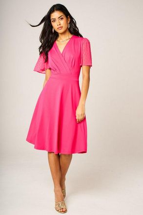 FS Collection Sommerkleid Damen Midikleid Sommerkleid Freizeitkleid Wickeloptik Kurzarm Elegant (XS (EU:36 / UK:8) &middot; S (EU:38 / UK:10) &middot; M (EU:40 / UK:12) &middot; L (EU:4