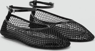 Mango Ballerines maille filet bride noir - Femme - 35 - MANGO