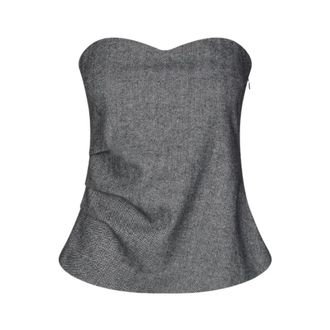 Second Female Schwarzes Smock Top mit Seitlichem Rei&szlig;verschluss - - Tops - Damen - Grau - M