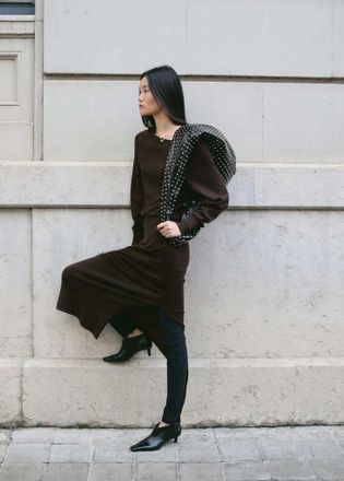 Mango Bottines cuir talon kitten heel noir - Femme - 36 - MANGO