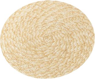 Angoily Rundes Handgefertigtes Strohtischset mit Hitzeschutz Rustikal Gewebtes Platzdeckchen f&uuml;r Esstisch Hitzebest&auml;ndig und Dekorativ Gelb Waschbar und Langl