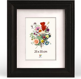 MG Design Bilderrahmen 25 x 35 cm - Fotorahmen mit Schwarz Echtholz-Zierprofil und bruchsicherem Acrylglas, mit Passepartout, Hoch & Quer zum Aufh&auml;ngen, zum Auf