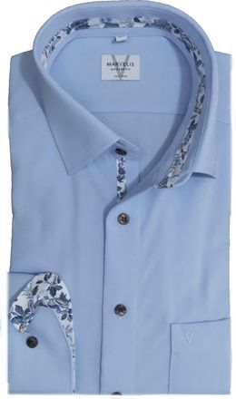 Marvelis Herrenhemd | Modern Fit | Extra Langer Arm 69cm | Hellblau | New Kent Kragen mit Besatz | Gr. 46