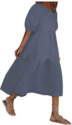 Generic Robes boh&egrave;me 2026 pour femmes, robe d&eacute;contract&eacute;e &agrave; col rond, gris, 4XL