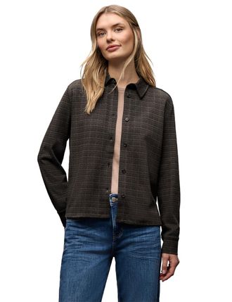 Street One Karierte Jacquard Hemdbluse Black 34