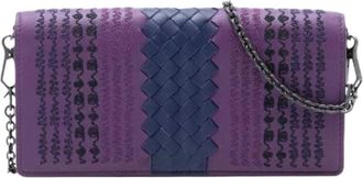 Bottega Veneta Sac bandouli&egrave;re Nappa cuir Pre-owned - Femme - Pre-owned - Violet - Taille: ONE Size