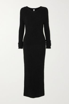 Toteme Maxikleid Aus Einer Gerippten Wollmischung - Schwarz