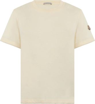 Moncler Femme, Tops, Beige, Taille: 42 FR T-shirt &agrave; Manches Courtes