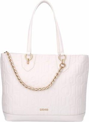 Liu Jo Jeans Sac &agrave; bandouli&egrave;re Adonide avec logo en relief, cha&icirc;ne tress&eacute;e amovible et fermeture &agrave; glissi&egrave;re. Ivoire, Cr&egrave;me (x0459), Taille unique