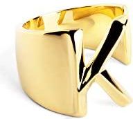 Singularu Bague personnalisée Letter Signet. Solide et ajustable. Laiton avec finition plaqué or 18Kt. Taille unique. Bijoux pour femme. Lettre K