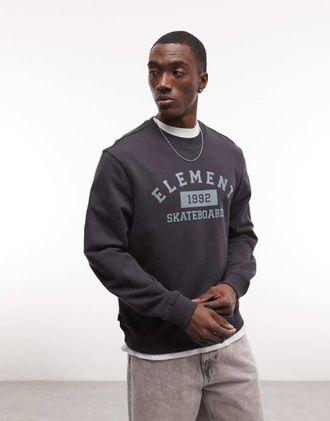 Element Sweatshirt in Schwarz mit Print-Blau