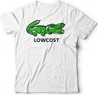 Generico T-shirt Lowcost Parodie Crocodile Tennis T-shirt amusant Mode Milano - Blanc - Small