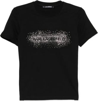 Karl Lagerfeld rhinestone-embellishment crew-neck T-shirt - Schwarz