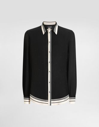 Dolce & Gabbana Logo And Stripe-print Jacquard Martini Shirt - Mann Hemden Multicolor 37