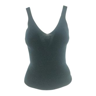 P.A.R.O.S.H. Stricktop mit V-Ausschnitt und Lurex-Effekt - - Tops - Damen - Gr&uuml;n - XL