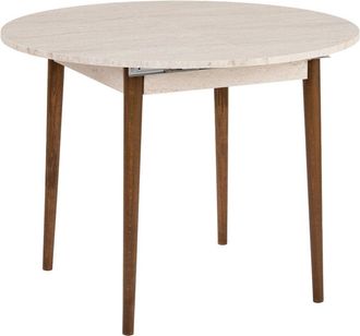 Habitat et Jardin Table &agrave; manger extensible en bois Viona 100 x 100 x 75 cm - Travertin