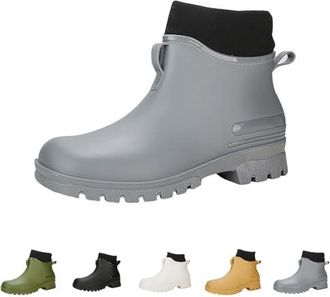 Generic Bottes de pluie en caoutchouc Chelsea pour femme avec doublure en peluche, bottines dhiver chaudes, imperm&eacute;ables, antid&eacute;rapantes pour le travail de la