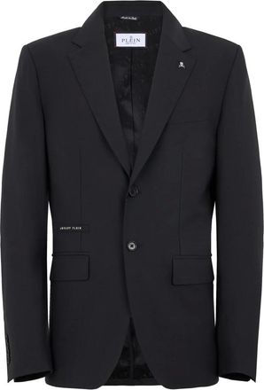 Philipp Plein Homme, Vestes, Noir, Taille: 3XL Regular Fit Blazer Rever 2 Bottoni