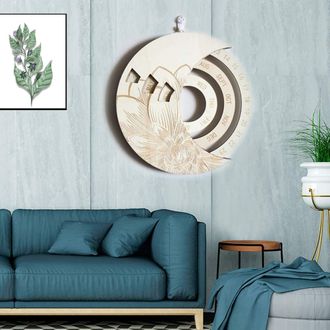 Dioche MirrorwallPcs Natural Decor Mondphasenspiegel aus Acryl - Mondphasen-Wanddekoration aus Holz f&uuml;r die Inneneinrichtung, Perfekt f&uuml;r Mondliebhaber, (Sor