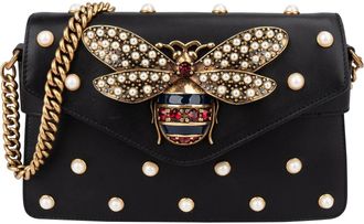 Gucci Crossbody Bags - Gucci Black Leather Queen Margaret Bee Shoulder Ba - Gr. unisize - in Schwarz - für Damen