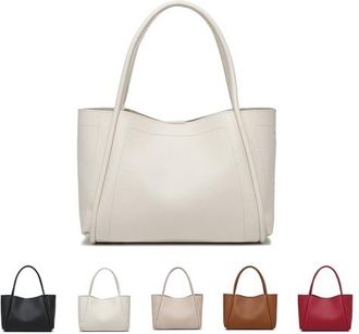 Generic Sac fourre-tout pour femme, sac &agrave; bandouli&egrave;re tendance, grand sac &agrave; main d&eacute;contract&eacute;, sac &agrave; main en cuir synth&eacute;tique, cadeau de voyage, beige, 20*10*1