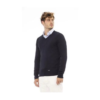 Baldinini Homme, Pulls, Bleu, Taille: 3XL VNeck Knit Sweater Ba23669