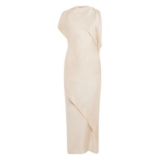 Victoria Beckham Robe Longue Kyra Drap&eacute;e - Femme - Robes - Beige - Taille: 36 FR