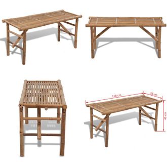 vidaXL Gartenbank Klappbar 118 cm Bambus - Bambus Sitzgelegenheit - Gartenbank Klappbar - Outdoor M&ouml;bel - Balkonm&ouml;bel - Terrasse M&ouml;bel - Home & Living